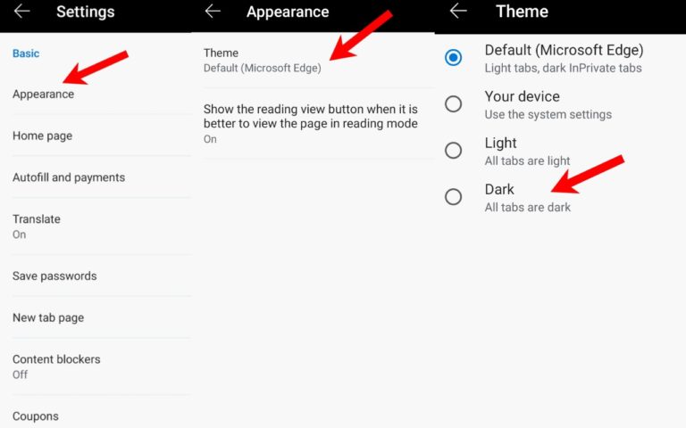 How to Enable Dark Mode in Microsoft Edge Browser [Android & Windows ...